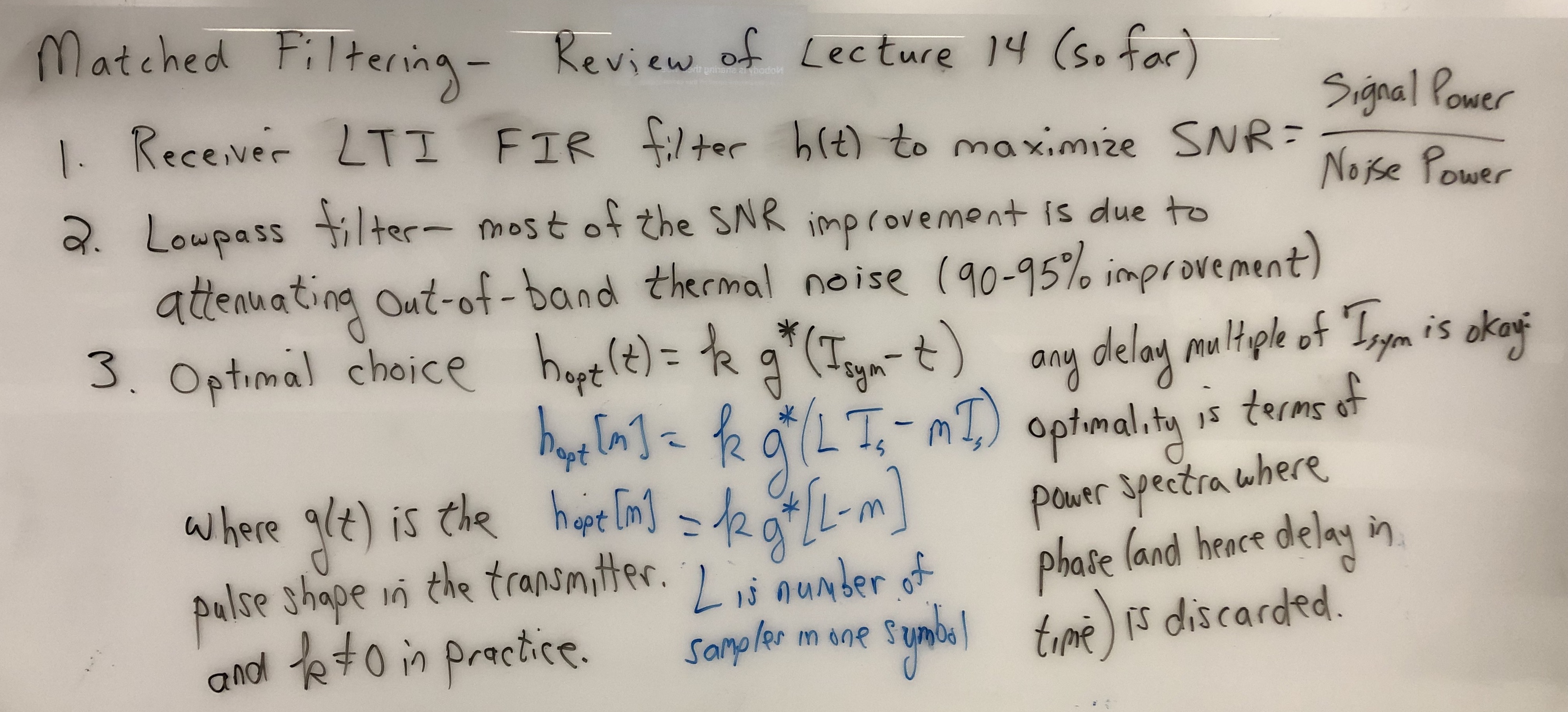 Lecture 14: Matched Filtering