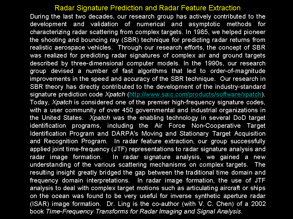 Radar Signature Prediction and Radar Feature Extraction